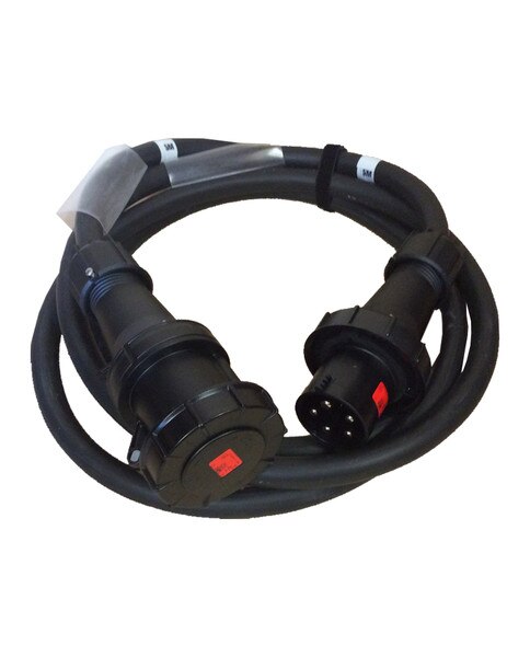 125A Ceeform IEC 60309 3 Phase 5 Pin Cable Extension Black
