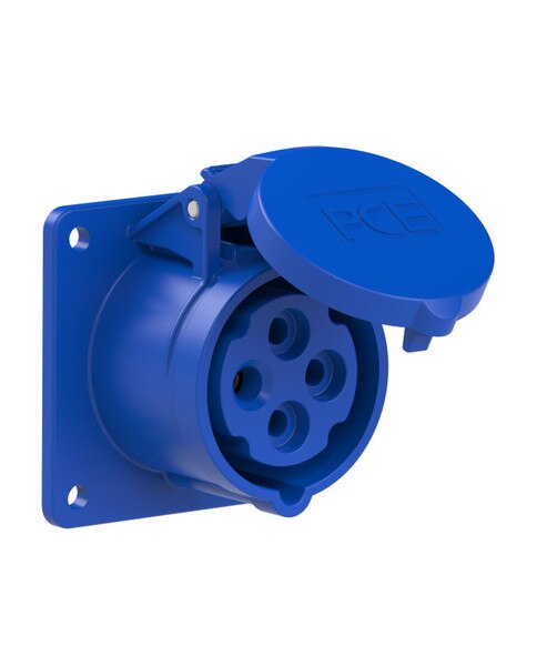 PCE-314-9ttf7 - CEE-flanged socket straight (75x75mm) 16A 4p 9h IP44 TT