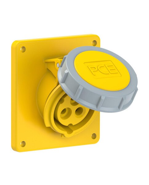 PCE-4132-4tt - CEE-flanged socket sloping (92x100mm) 16A 3p 4h IP67 TT