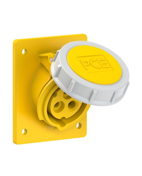 PCE-4132-4f8 - CEE-flanged socket sloping (80x97mm) 16A 3p 4h IP67