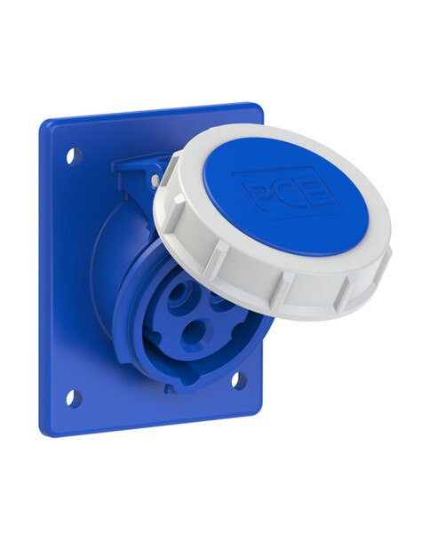 PCE-4132-6f8v - CEE-flanged socket sloping (80x97mm) 16A 3p 6h IP67