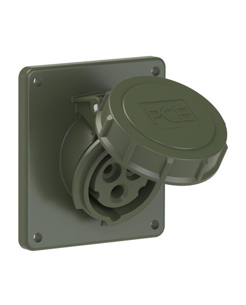 PCE-4132-6.u - CEE-flanged socket sloping (92x100mm) 16A 3p 6h IP67 ...