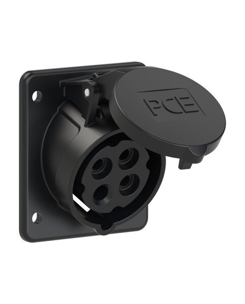 PCE-414-7f87 - CEE-flanged socket sloping (75x85mm) 16A 4p 7h IP44