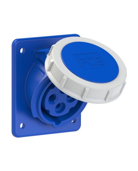 PCE-4142-9f8v - CEE-flanged socket sloping (80x97mm) 16A 4p 9h IP67