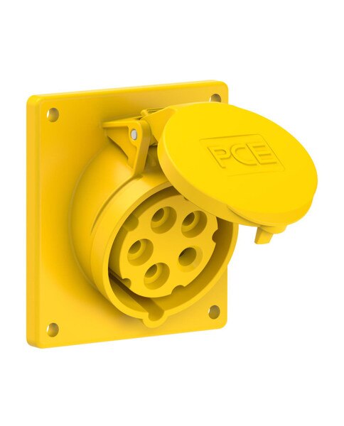 PCE-415-4ttf9v - CEE-flanged socket sloping (92x100mm) 16A 5p 4h IP44 ...