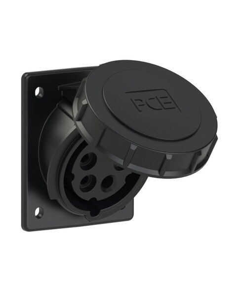 PCE-41592-5f78v - CEE-receptacle flange 80x97 angled 20A 4P5W 5h IP67 UL