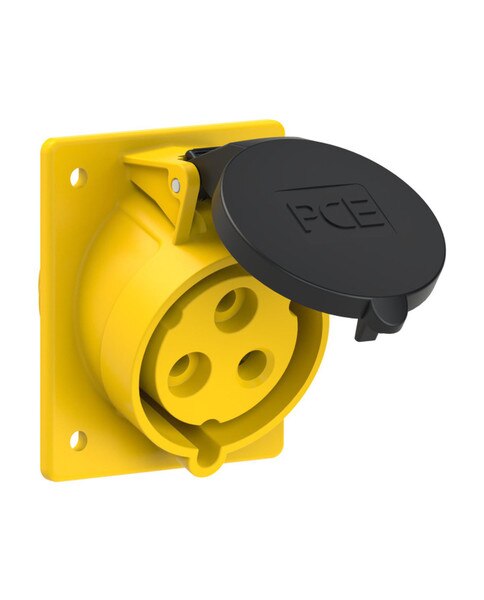 PCE-4239-4 - CEE-receptacle flange 80x97 angled 30A 2P3W 4h IP44 UL