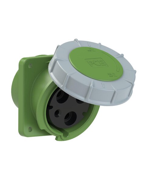 CEE-flanged socket sloping 125A 3p 2h IP67 | SHOWTECHNIX
