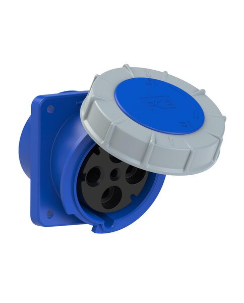 PCE-444-9fe - CEE-flanged socket sloping (114x114) 125A 4p 9h IP67 POWER TWIST