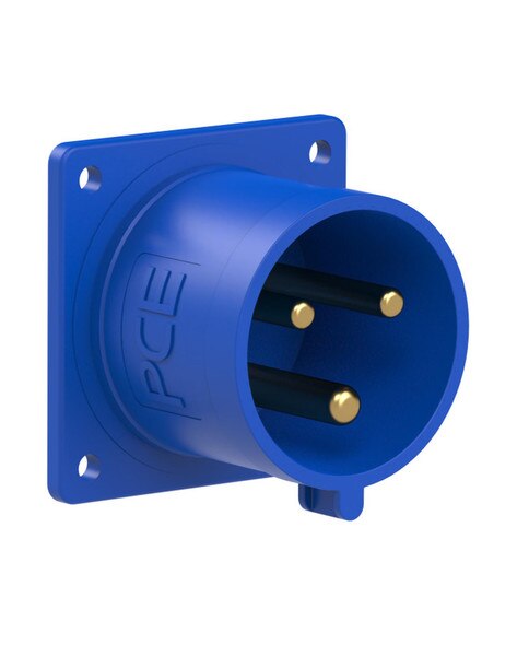 PCE-6239-6 - CEE-inlet flange 70x70 straight 30A 2P3W 6h IP44 UL