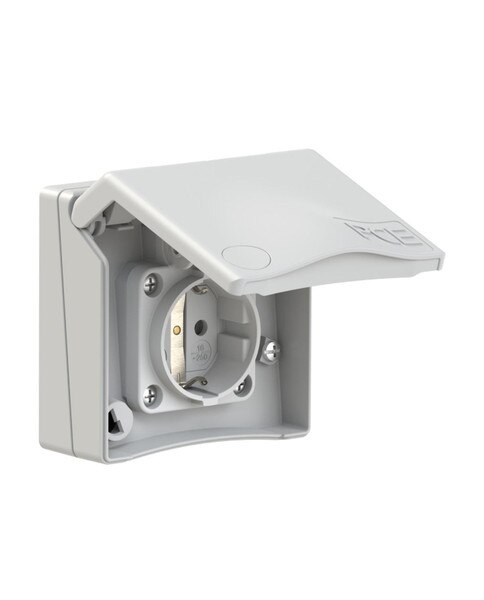 PCE-8430gv - Schutzkontakt-Anbausteckdose Design IP44 (grau)