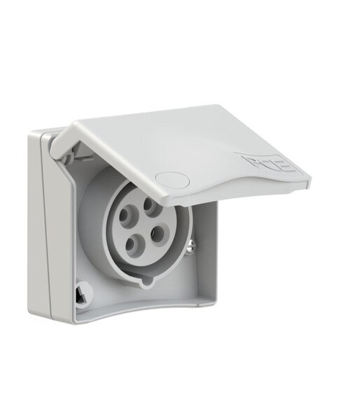 PCE-844-4gv - CEE-flanged socket Design 16A 4p 4h IP44 (grey)