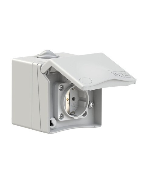 PCE-8630gv - Schutzkontakt-Wandsteckdose (AP) Design IP44 (grau)