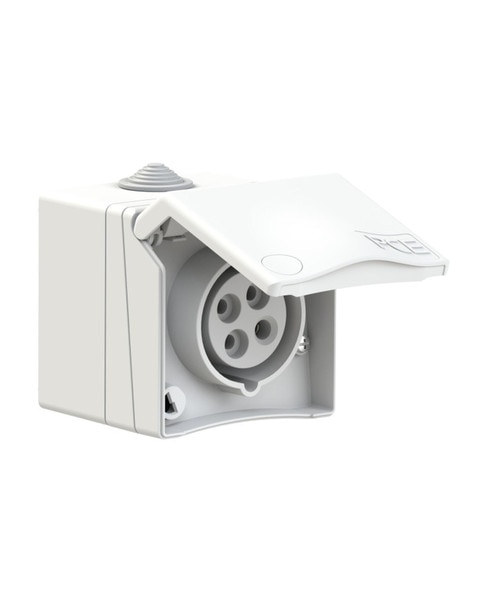 PCE-864-4v CEE-wall socket 16A 4p 4h IP44 white | SHOWTECHNIX