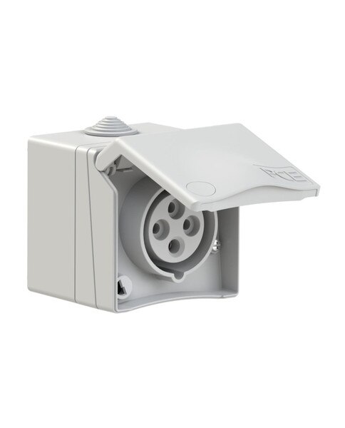 PCE-864-6gv - CEE-wall socket (surface outlet) Design 16A 4p 6h IP44 (grey)