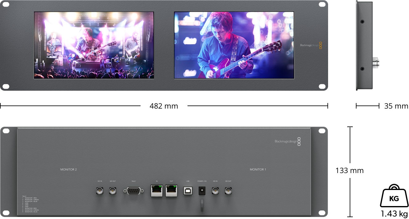 Blackmagic SmartView Duo Dual 8-inch Rack Mount SDI Monitor | SHOWTECHNIX