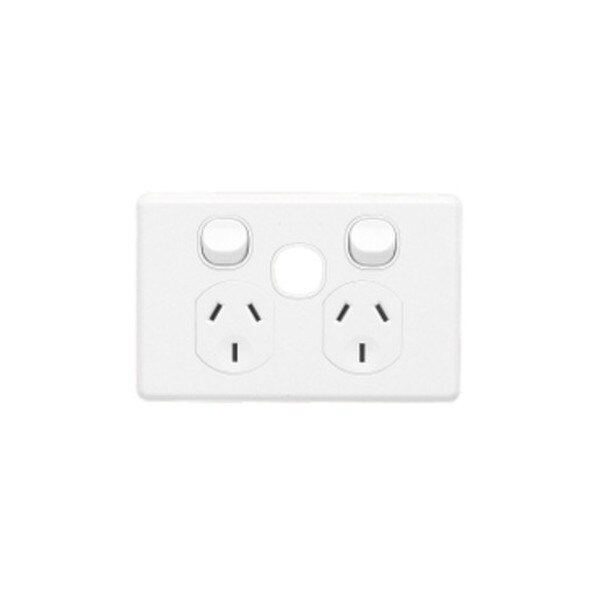 Clipsal C2025XUA-WE Switch Socket 10A Dbl Extra Switch Less Mech Horiz ...