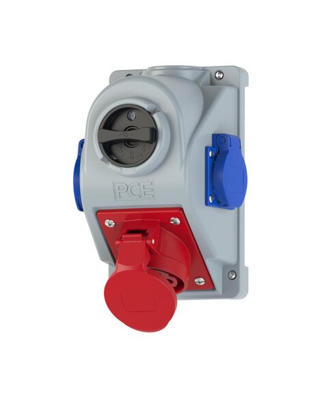 PCE-96061552 CEE Wall Socket Combo 16A 5p 6h IP44 | SHOWTECHNIX