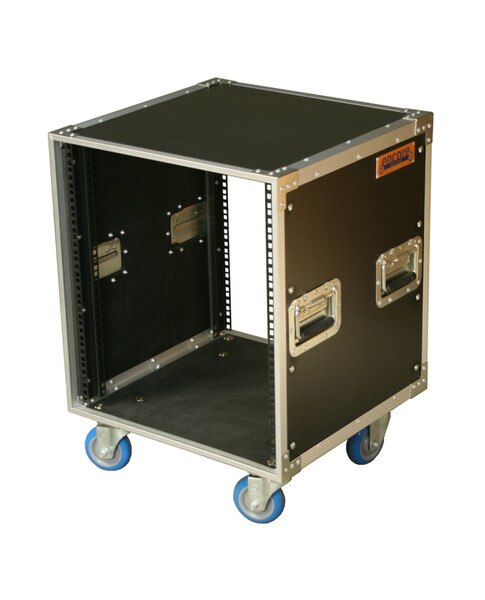 12RU Basic 19" Rack Mount Case (No Covers) with Castors; 495mmD - Black