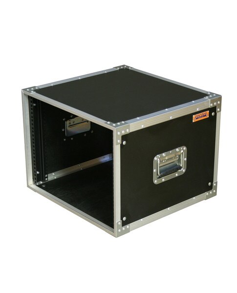 8RU Basic 19" Rack Mount Case (No Covers); 495mmD - Black