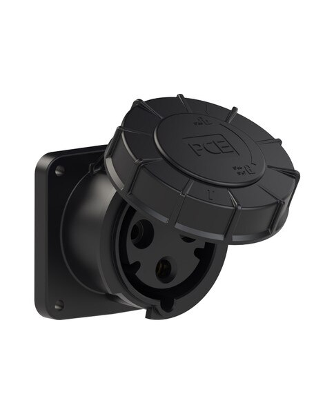63A 3 Pin Panel Socket Black PCE 333-6xs IP67