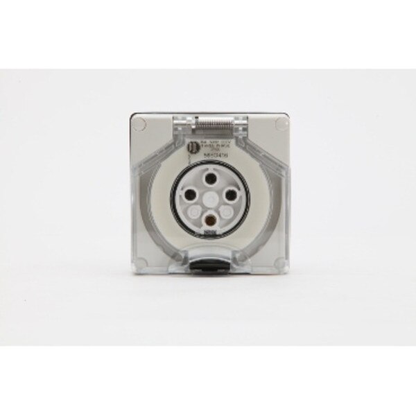 PDL Panel Mount Socket Outlet 4Pin 16A 500V 3Ph IP66 Grey PDL56SO416LEGY