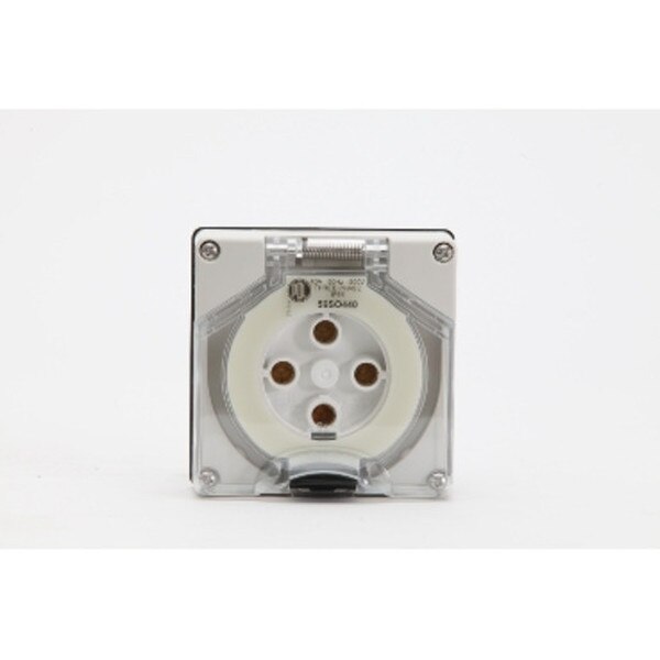 PDL Panel Mount Socket Outlet 4Pin 40A 500V 3Ph IP66 Grey PDL56SO440LEGY
